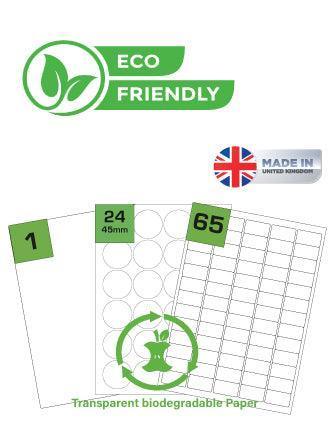 Transparent Biodegradable Paper Labels (210mm x 297mm) | Go2products